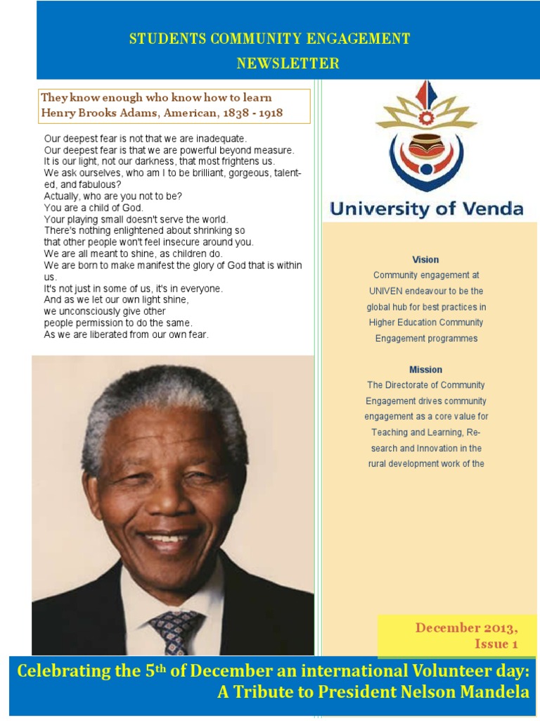 University of Venda Student Community Engagement Newsletter | PDF ...