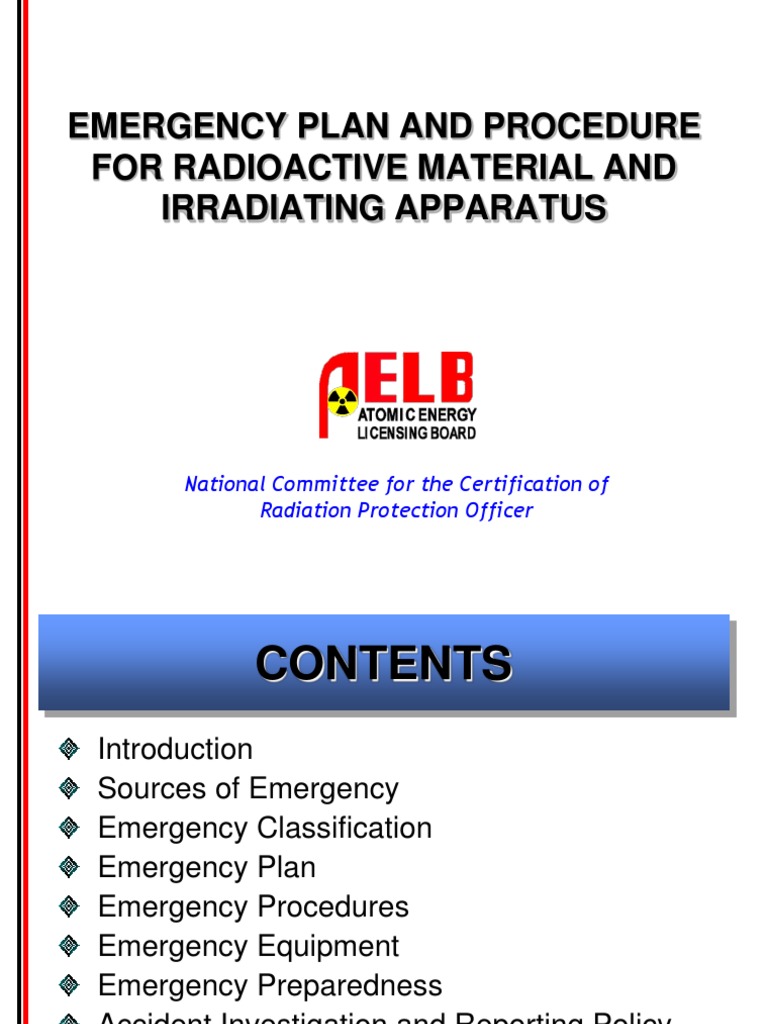 Emergency Plan and Procedure For Radioactive Material and Irradiating ...