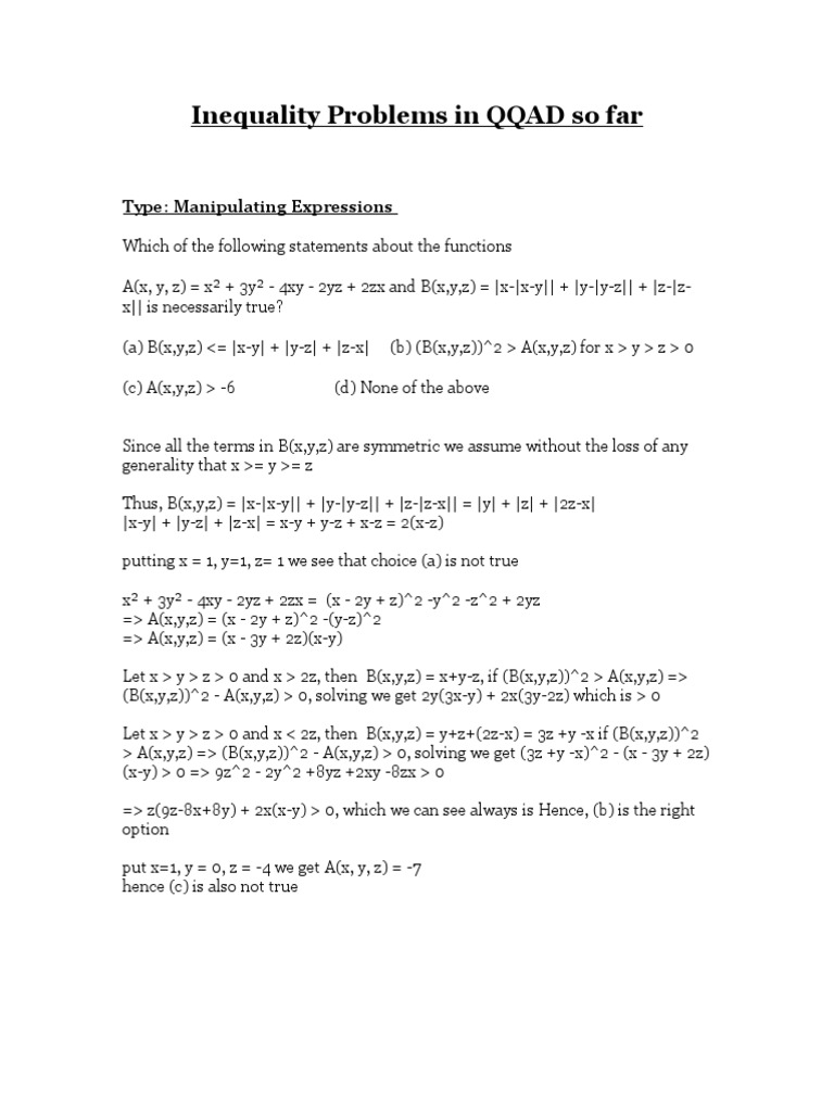 Inequality Problems | PDF | Algebra | Teaching Mathematics