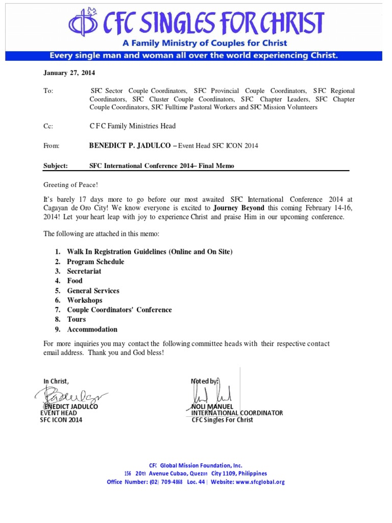 SFC ICON 2014 Final Memo First Page | PDF