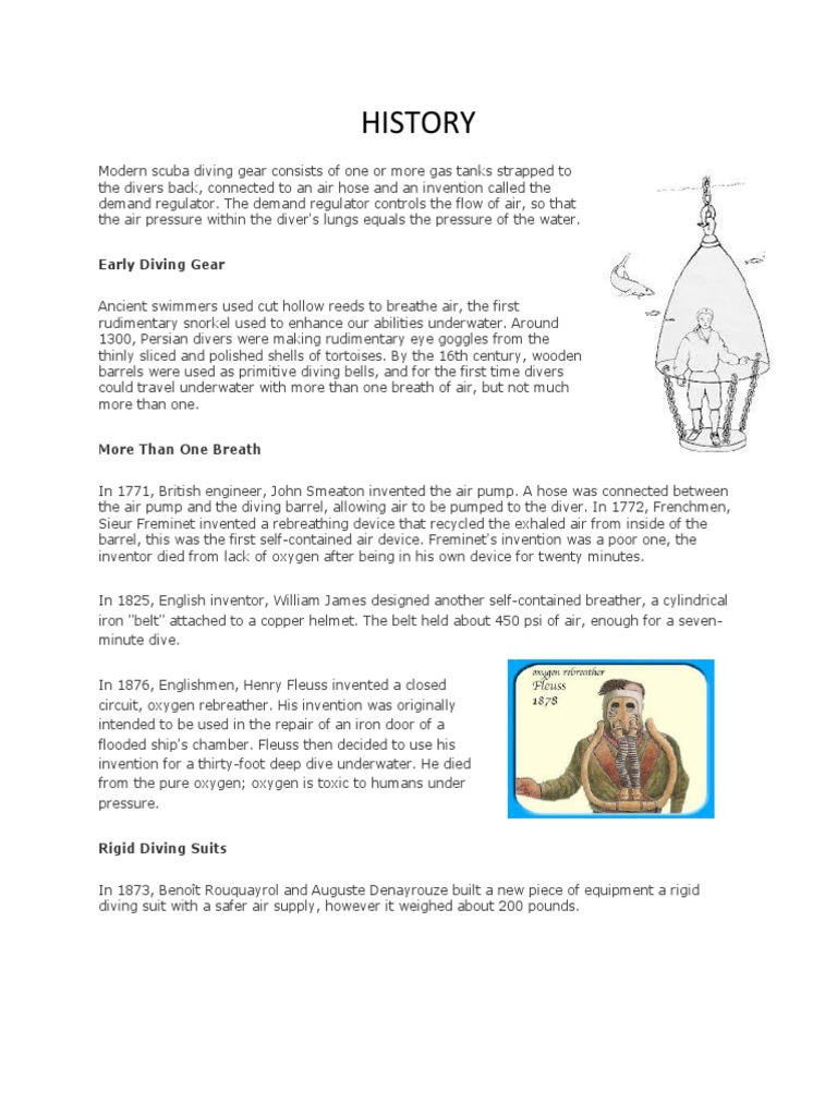 History: Early Diving Gear | PDF | Scuba Diving | Breathing