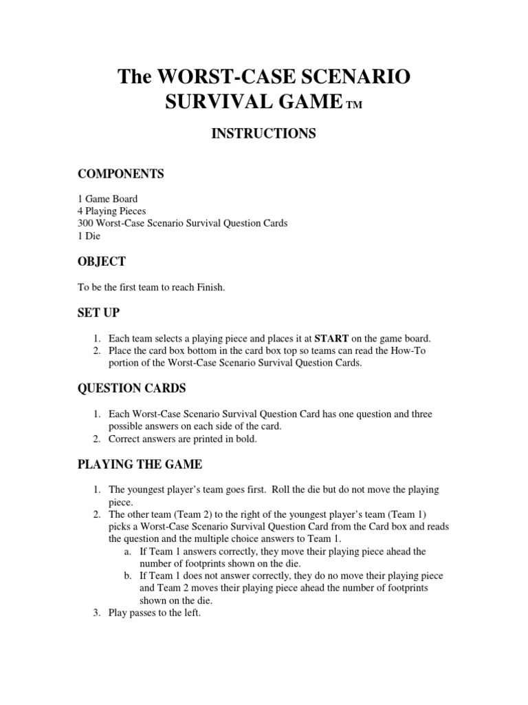 Worst Case Senario Game | PDF