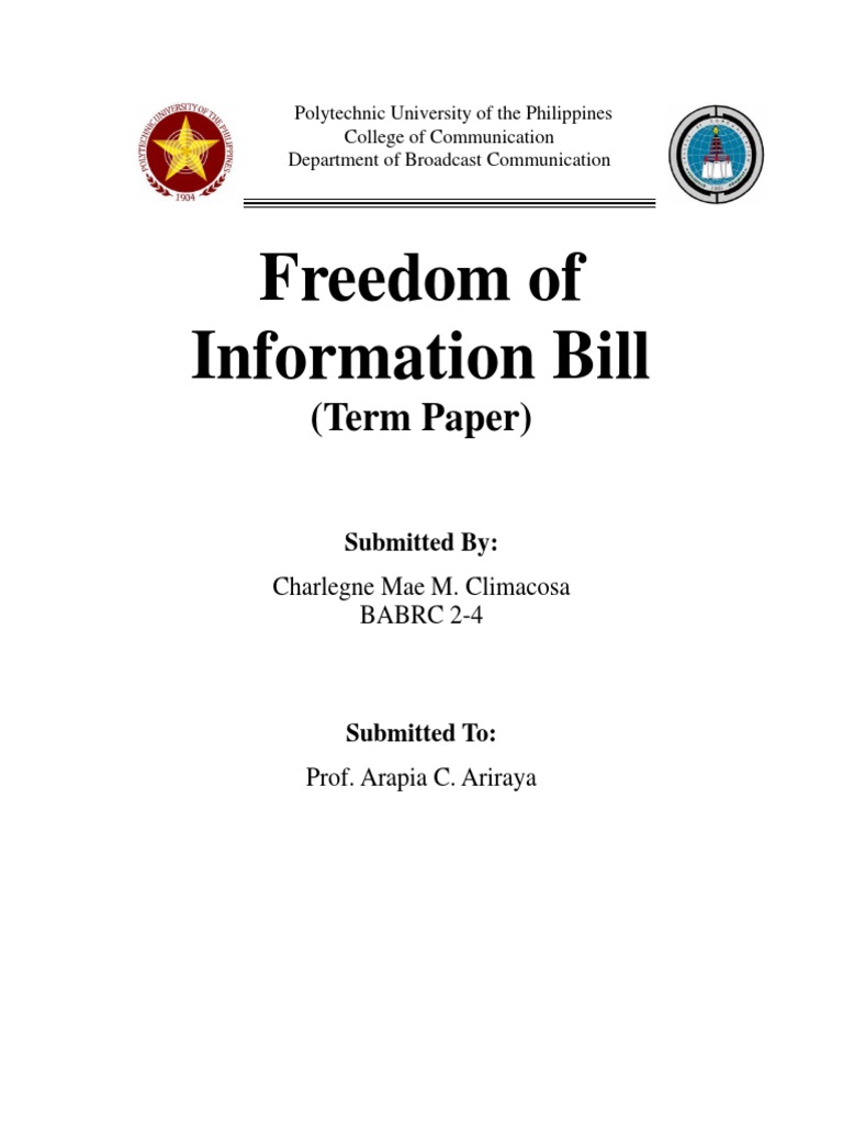 Freedom of Information Bill term paper explores landmark FOI law | PDF ...