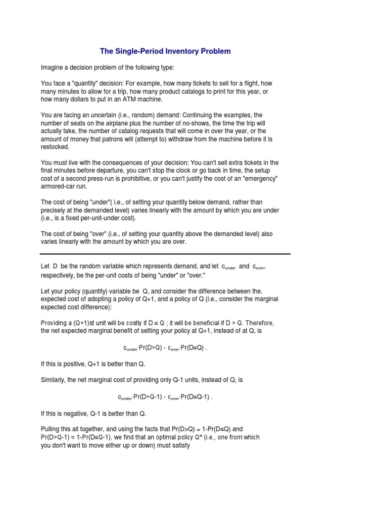 Determining Optimal Inventory Levels Using the Critical Fractile Method for Single-Period ...
