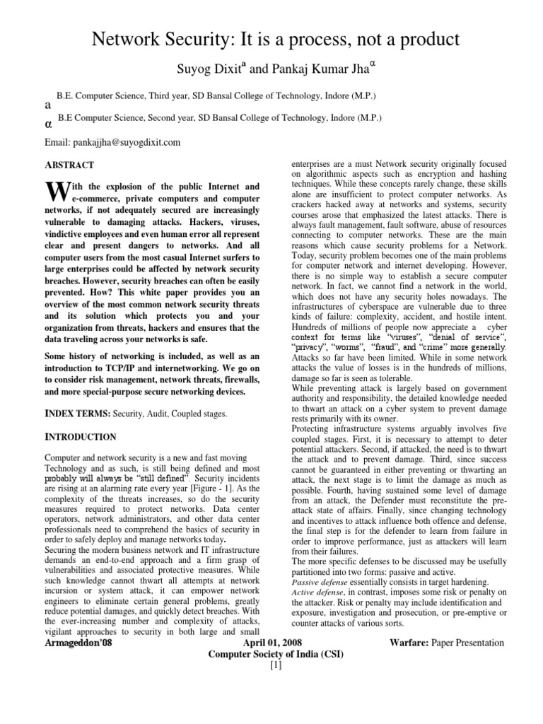 Network Security Research Paper | PDF | Internet Protocol Suite ...