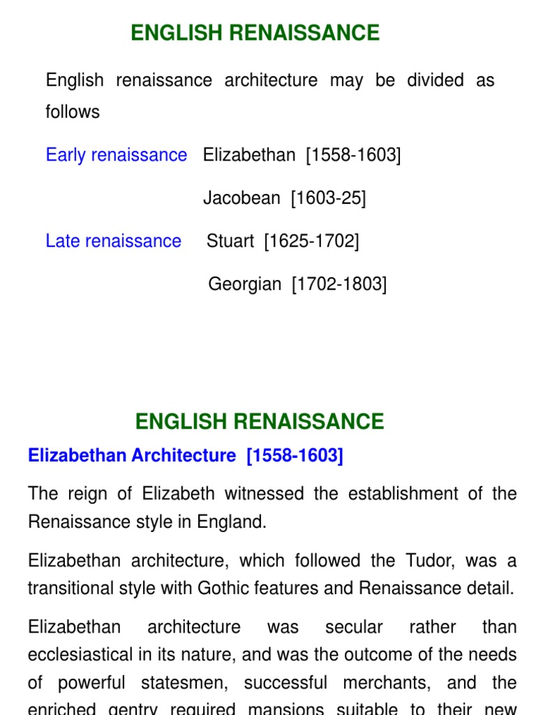 English Renaissance Architecture | PDF | English Renaissance ...