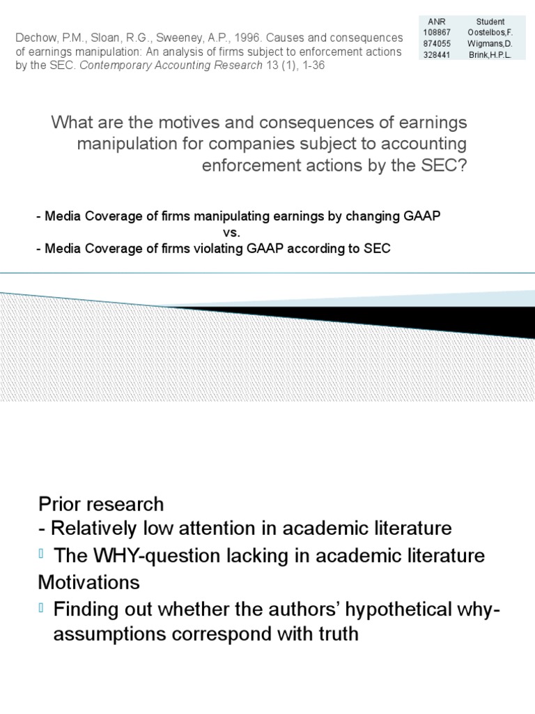 Earnings Manipulation: SEC Insights | PDF | Business