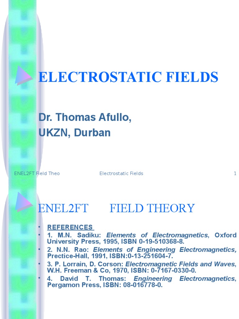 Electrostatic Fields and Coulomb's Law | PDF | Electric Field | Field ...