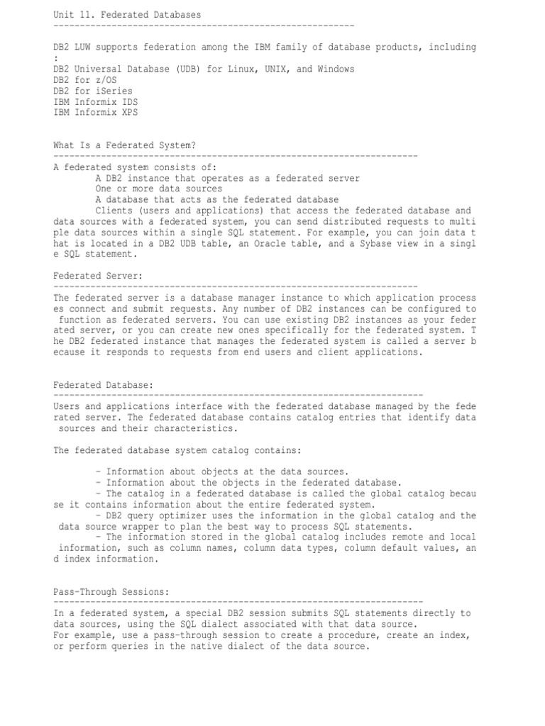 Federated Data | PDF | Relational Database | Databases