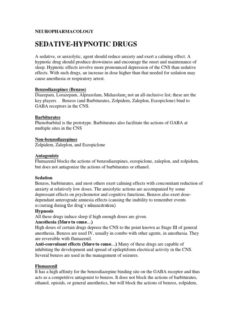 Pharmacology. Sedative Hypnotic | PDF | Benzodiazepine | Opioid