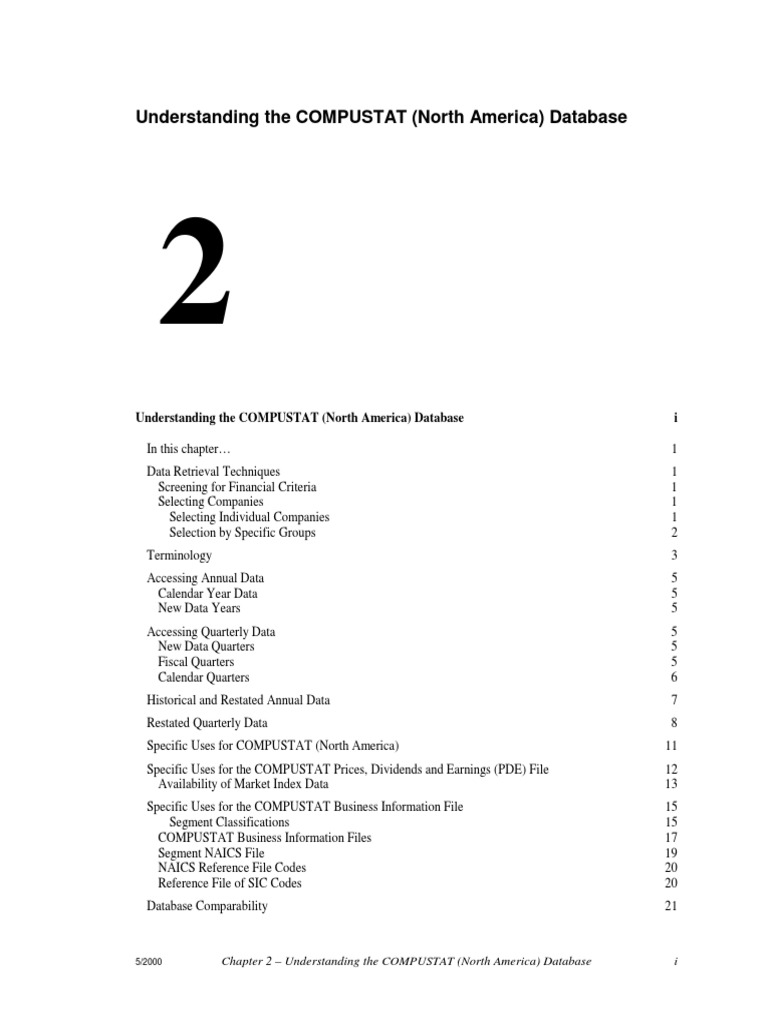 Understanding The COMPUSTAT (North America) Database I | PDF | Dividend ...