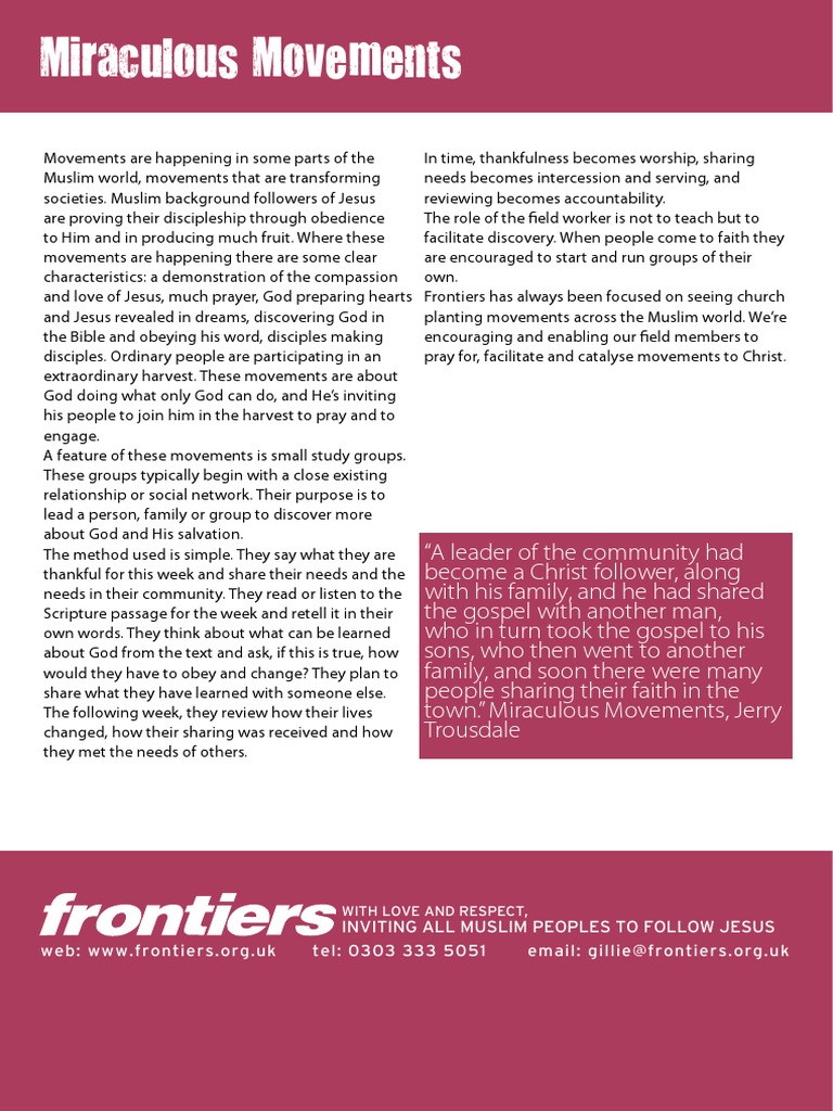 Miraculous Movements: Inviting All Muslim Peoples To Follow Jesus | PDF ...