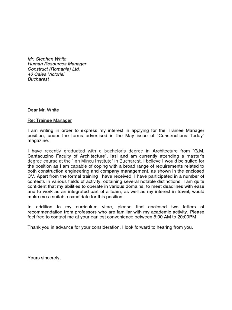 Application for Trainee Manager Position | PDF | Art