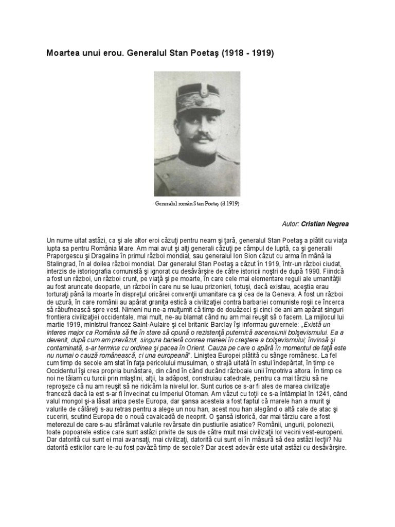 Generalul Stan Poetaş | PDF