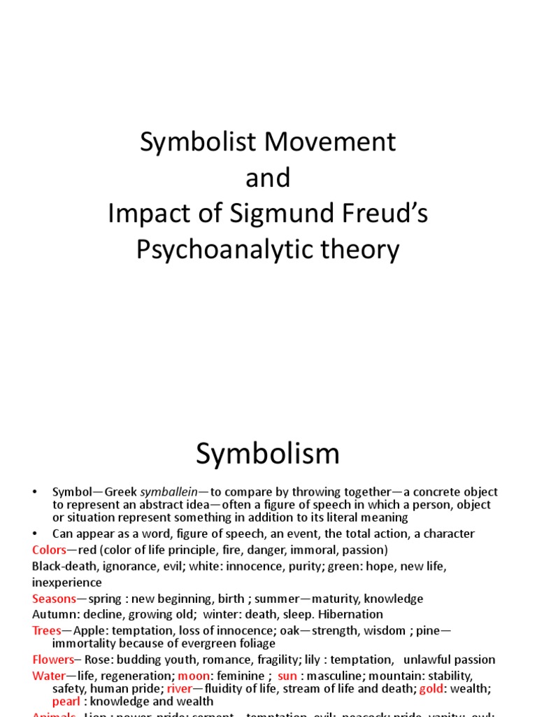 Symbolist Movement and Impact of Sigmund Freud's Psychoanalytic Theory ...