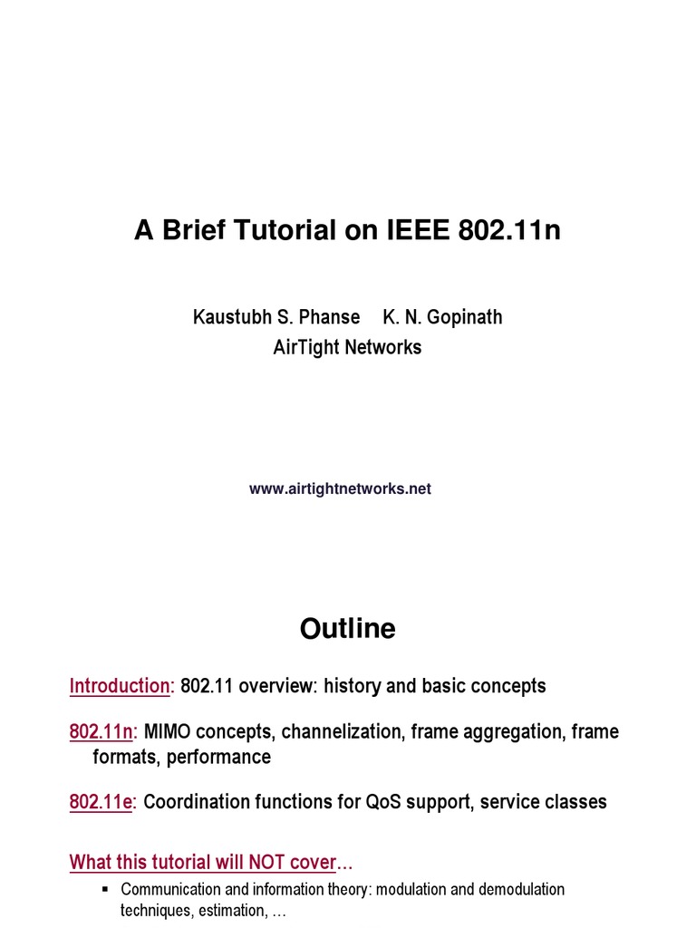 802.11n Tutorial | PDF | Ieee 802.11 | Software Defined Radio