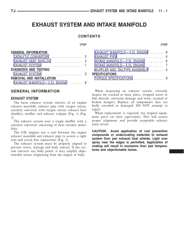 Exhaust System and Intake Manifold Guide | PDF | Throttle | Internal ...