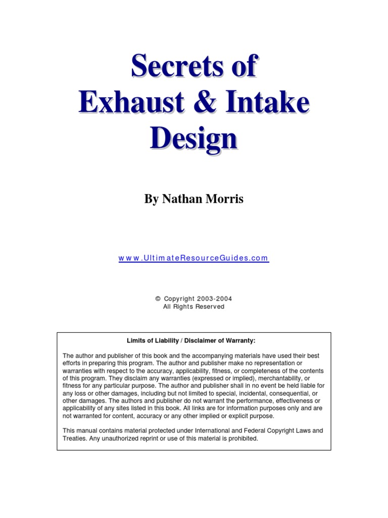 Secrets of Exhaust and Intake Design | PDF | Pipe (Fluid Conveyance ...