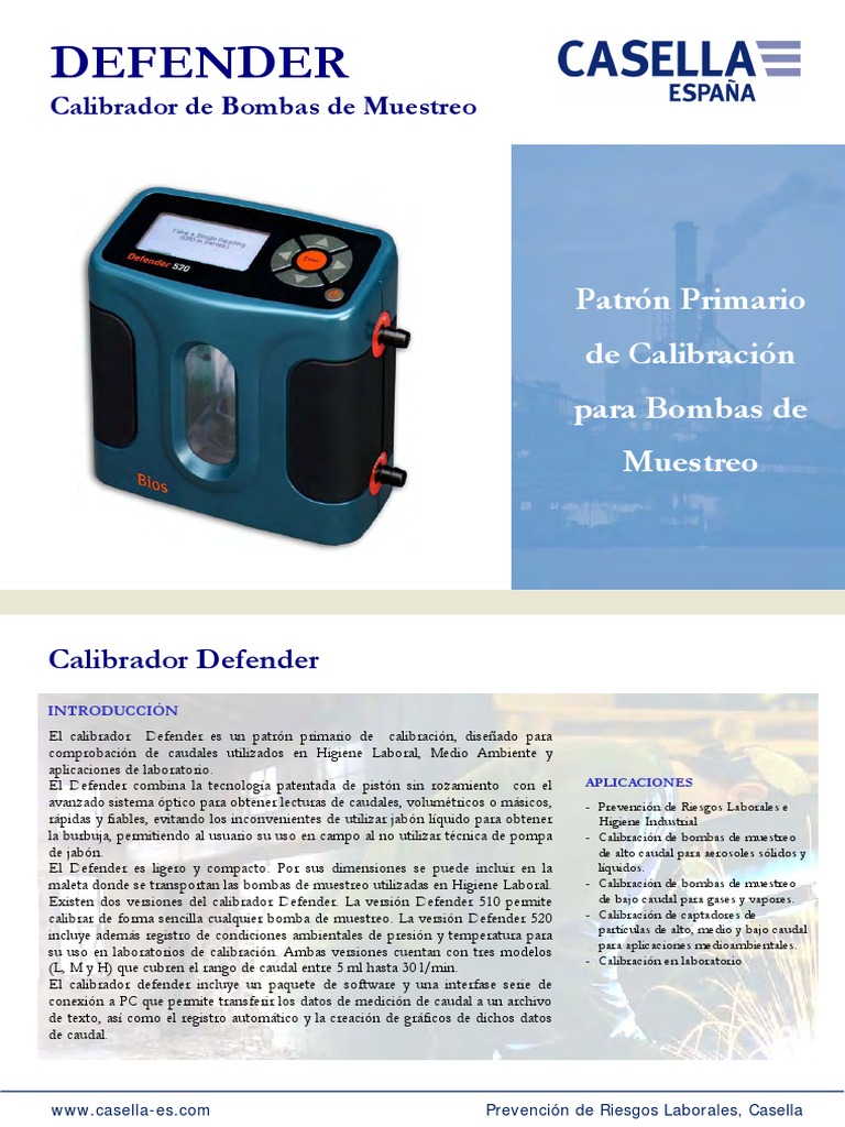 Calibrador Defender 520 para Muestreo | PDF | Laboratorios | Calibración