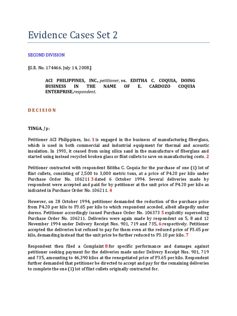 Evidence Cases Set 2 | PDF | Parol Evidence Rule | Lawsuit