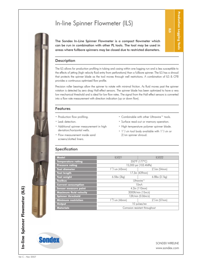 In-Line Spinner Flowmeter (ILS) | PDF | Technology & Engineering ...