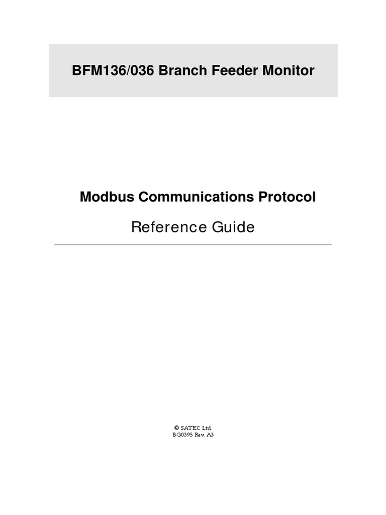 BFM136/036 Branch Feeder Monitor: Reference Guide | PDF | Integer ...