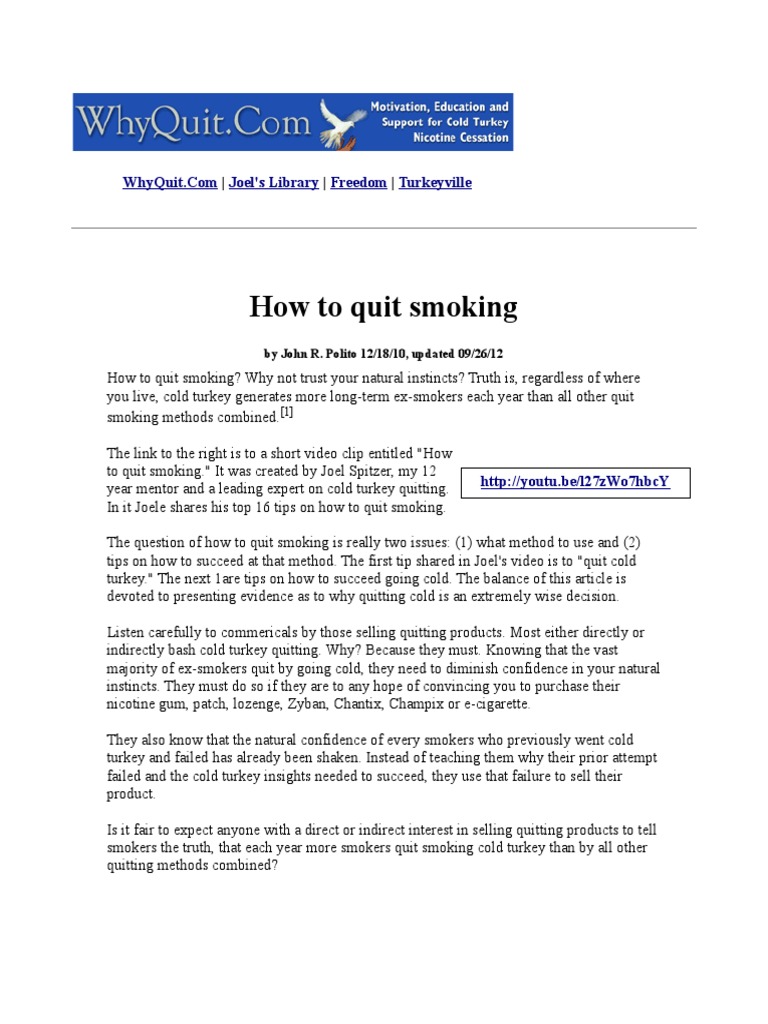 How to Quit Smoking Cold Turkey: Tips for Achieving Long-Term Nicotine ...