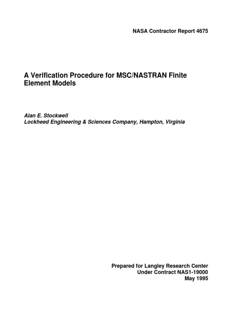 A Verification Procedure For MSC/NASTRAN Finite Element Models | PDF | Matrix (Mathematics ...