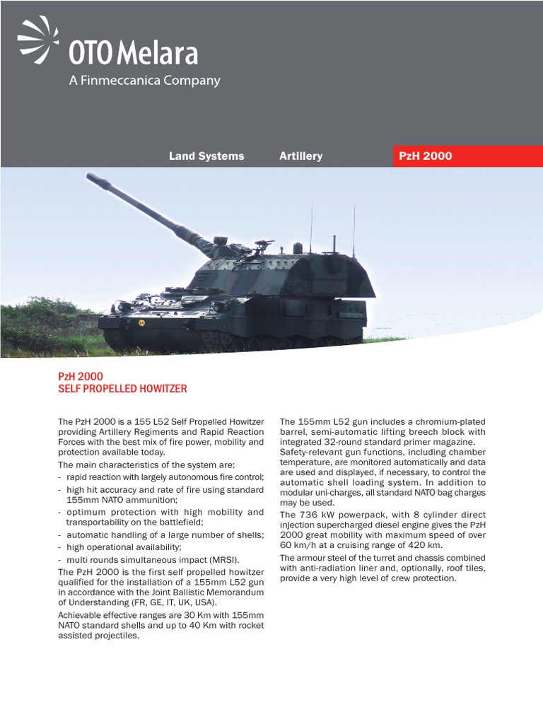 Panzerhaubitze "PZH" 2000 Specs | PDF | Artillery | Military Equipment