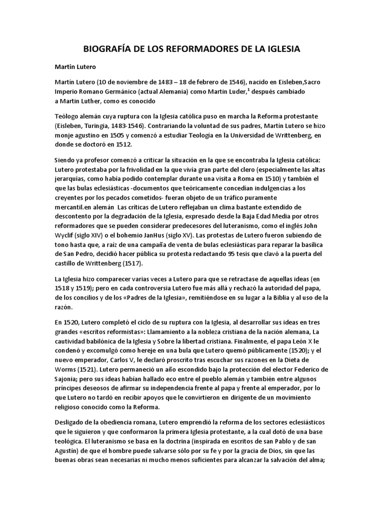 Biografía de Los Reformadores de La Iglesia | PDF | John Wesley | Jerome