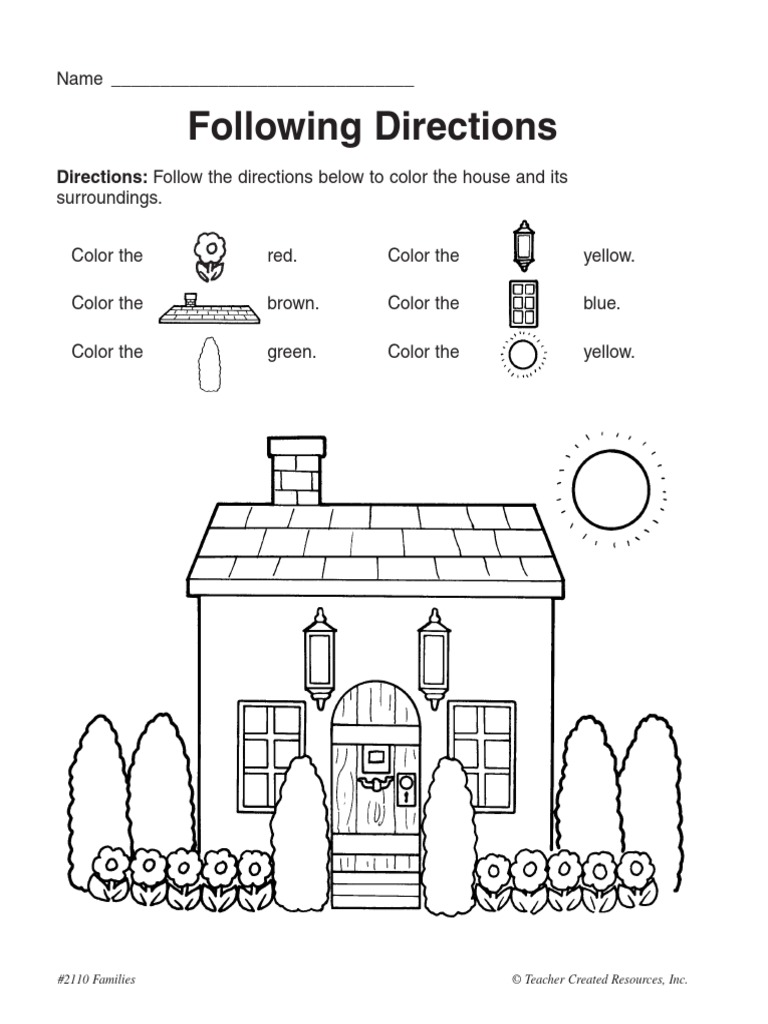 Following Directions Coloring Pages