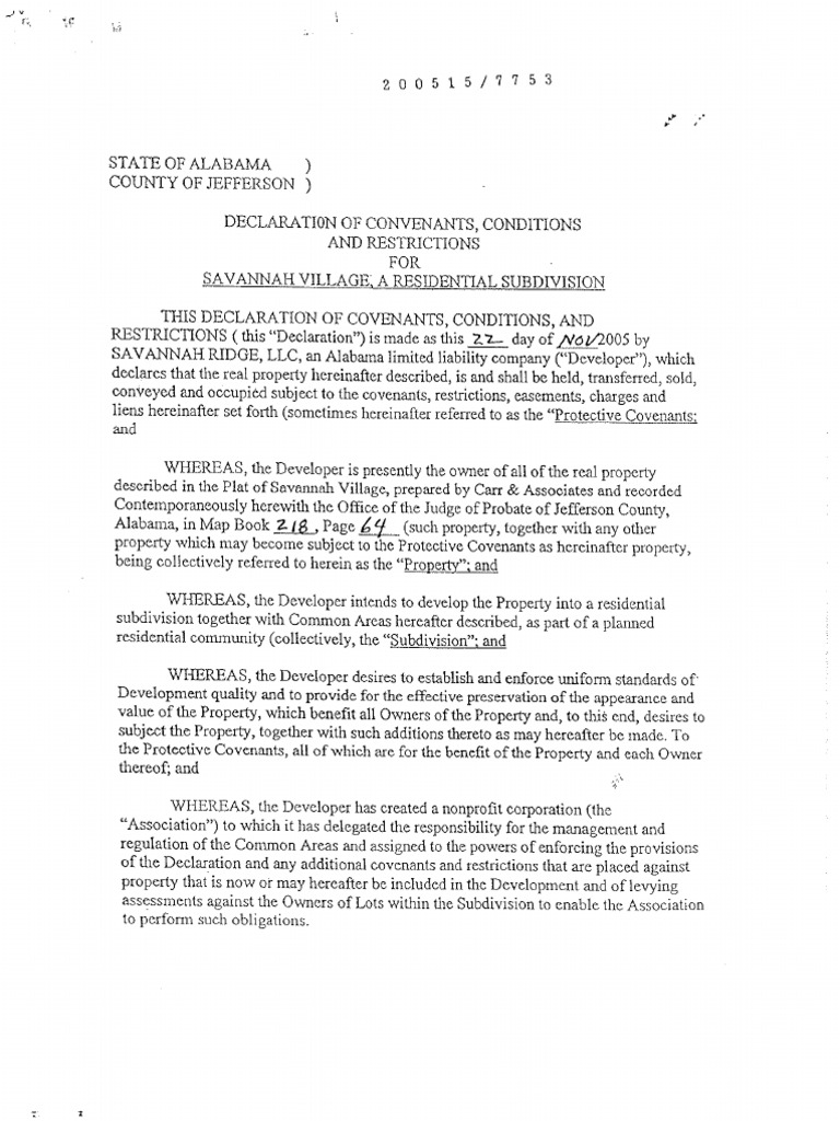 SV HOA Declaration of Convenants Conditions and Restrictions | PDF
