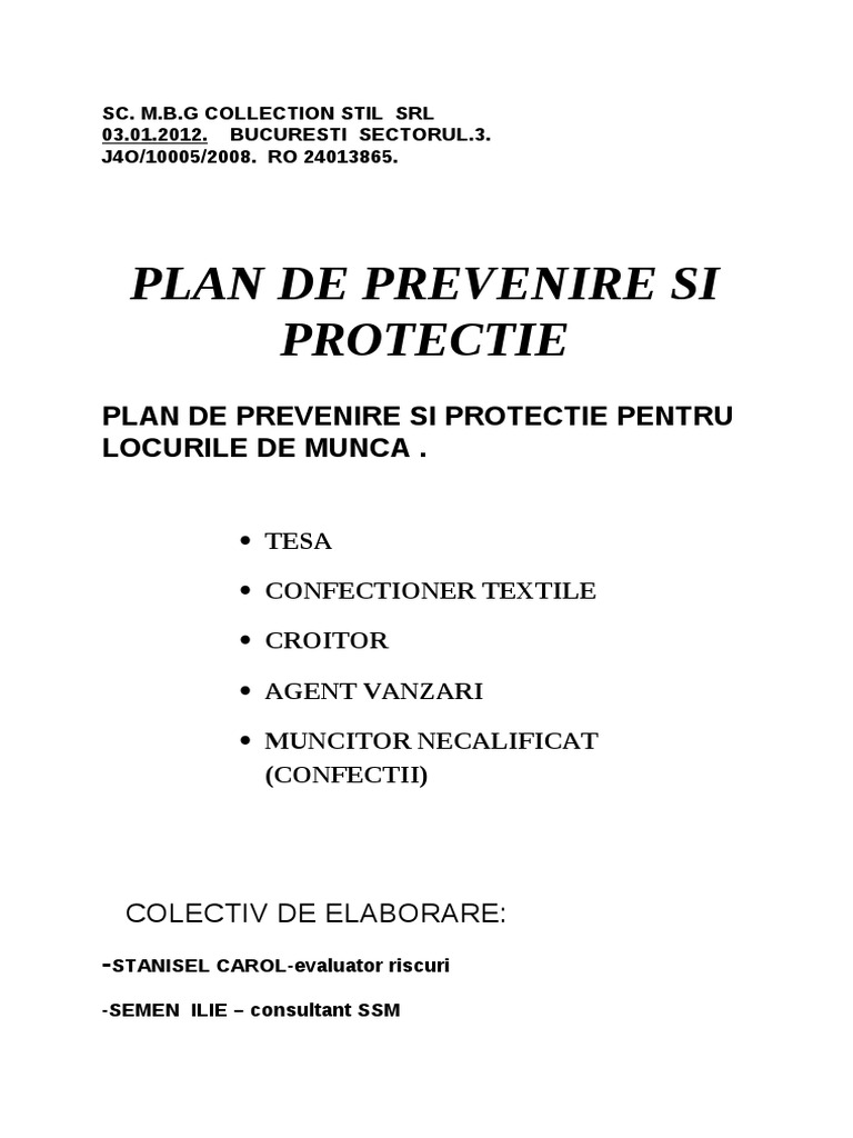 p21 Plan Prevenire Si Protectie Coperta | PDF