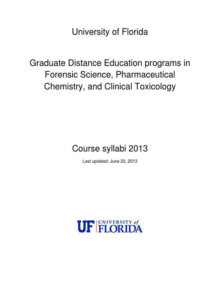 UF Forensic PharmChem ClinicalTox Syllabi Current Catalog | PDF ...