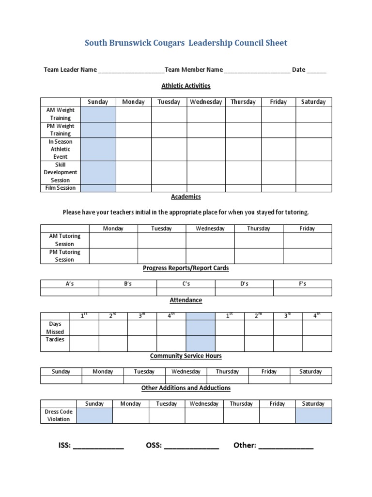 Leadership Council Sheet | PDF | Individual Sports | Athletic Sports