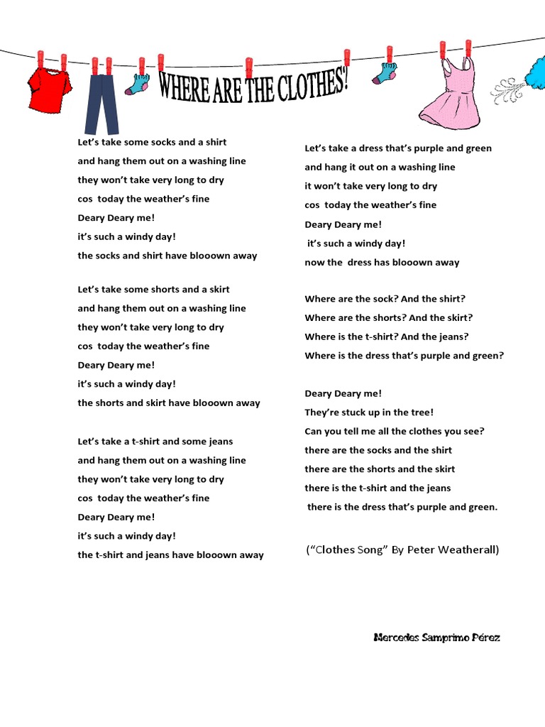 Clothes Song by Peter Weatherall | PDF | Language Arts & Discipline ...