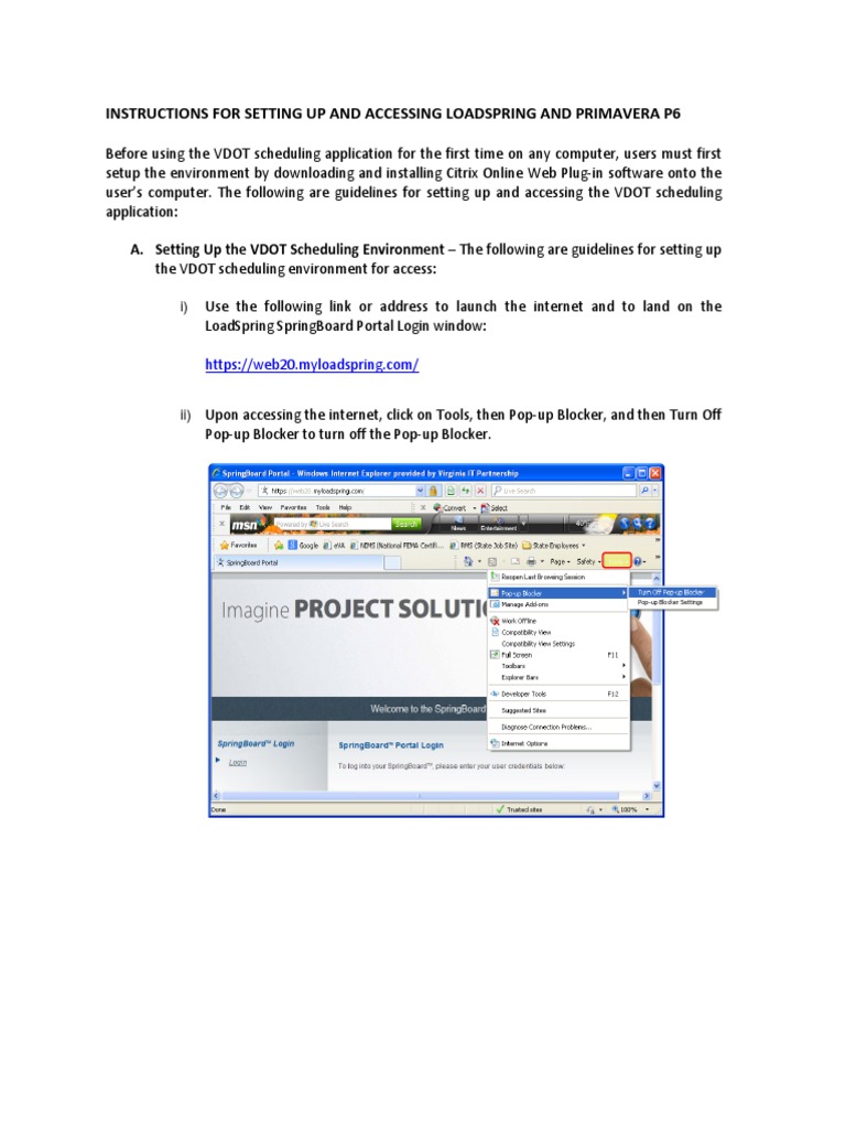 Guidelines for Setting Up and Accessing the VDOT Scheduling Application ...