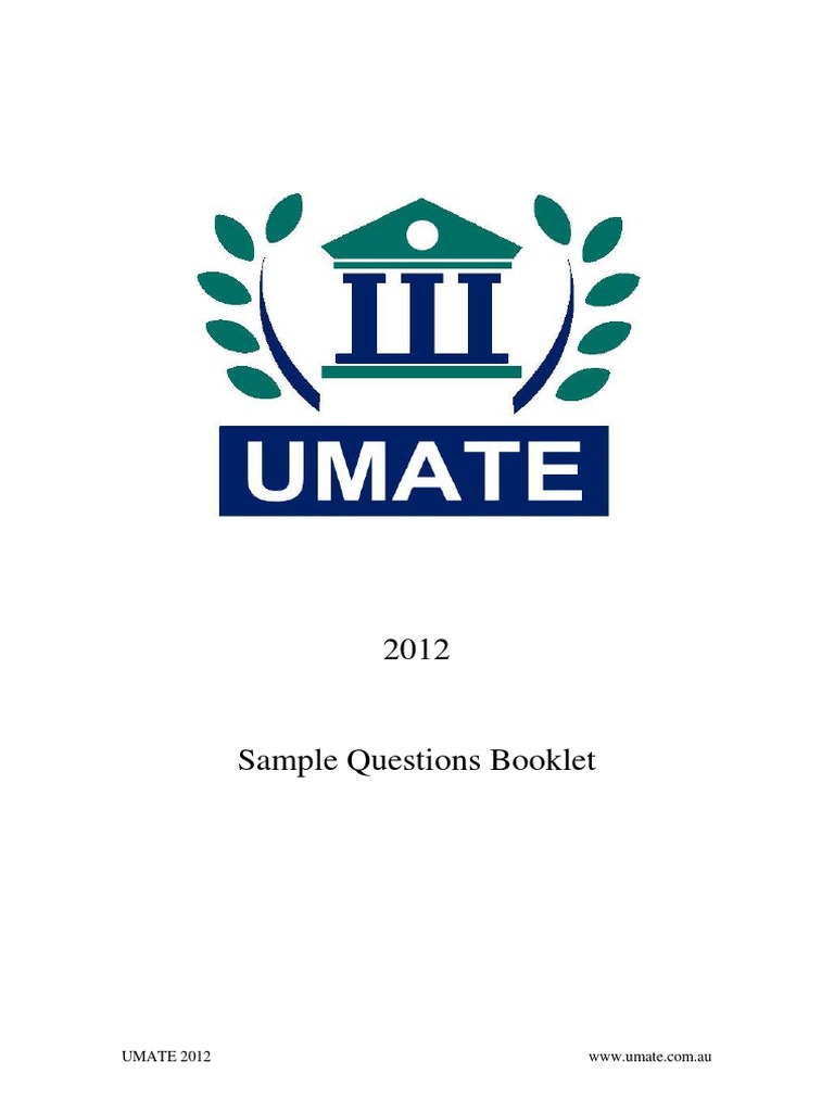 UMAT 2012 Sample Questions Guide | PDF | Test (Assessment) | Teaching ...