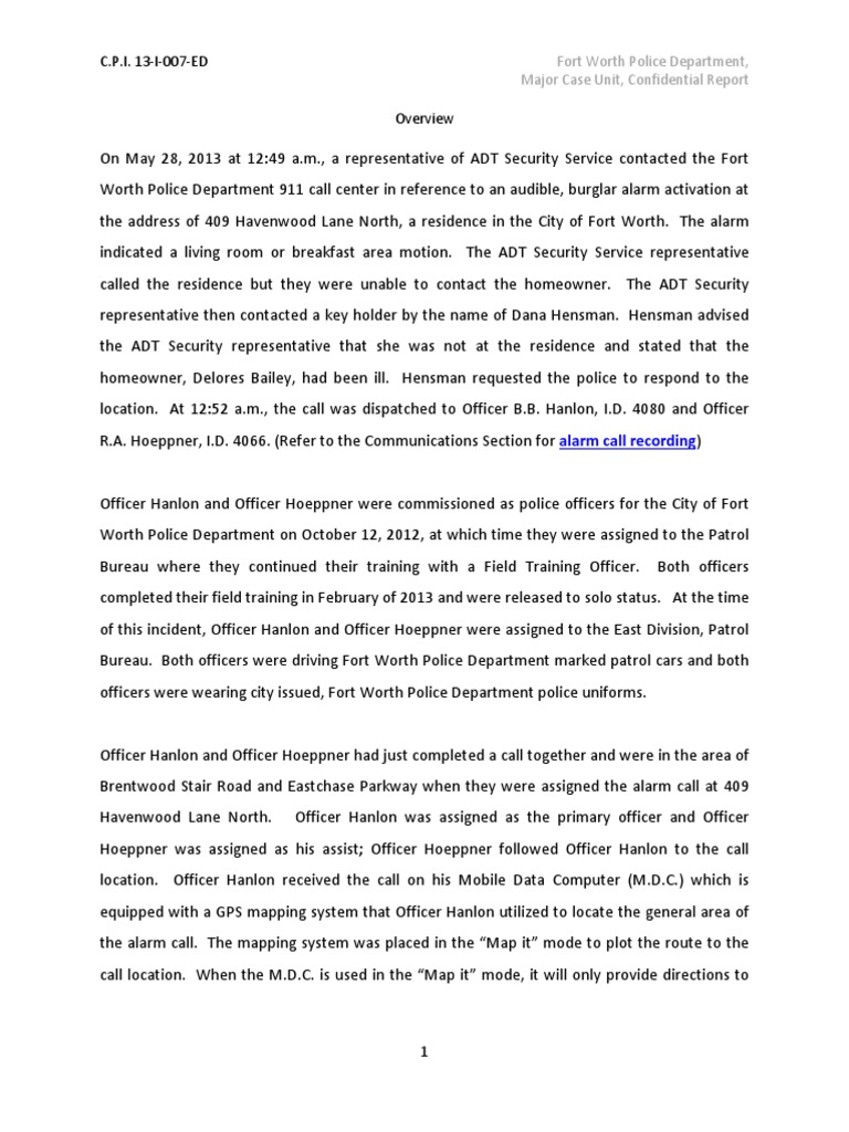 Fort Worth Police Overview of Jerry Waller Shooting - Redacted | PDF | Garage (Residential ...