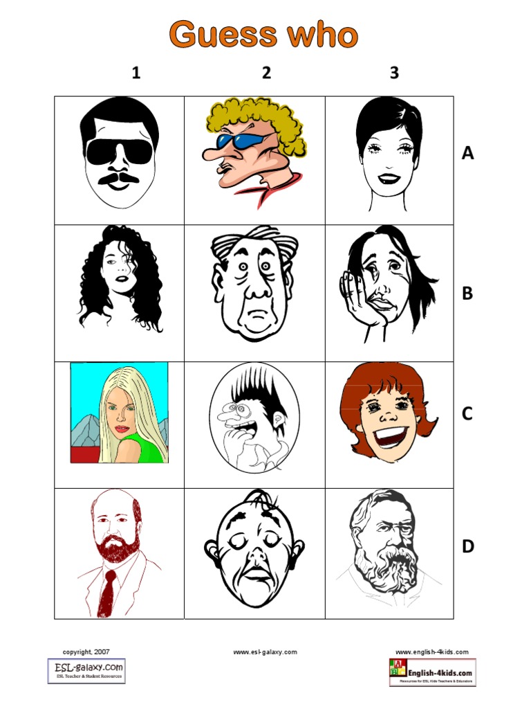 Guess Who Adjectives | PDF