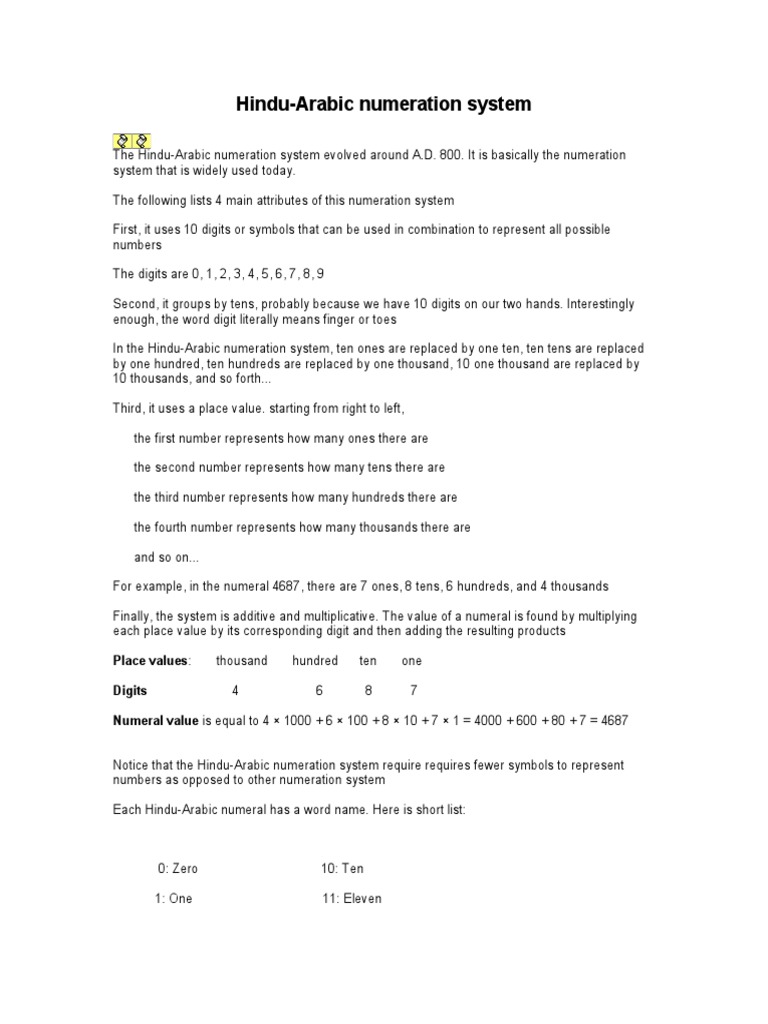 Hindu-Arabic Numeration System | PDF | Travel