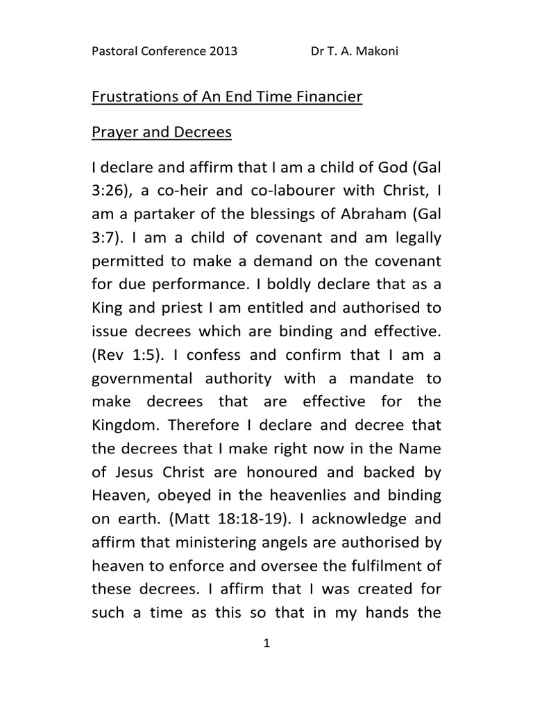 Decrees and DeclarationsTA | PDF | Covenant (Biblical) | Jesus