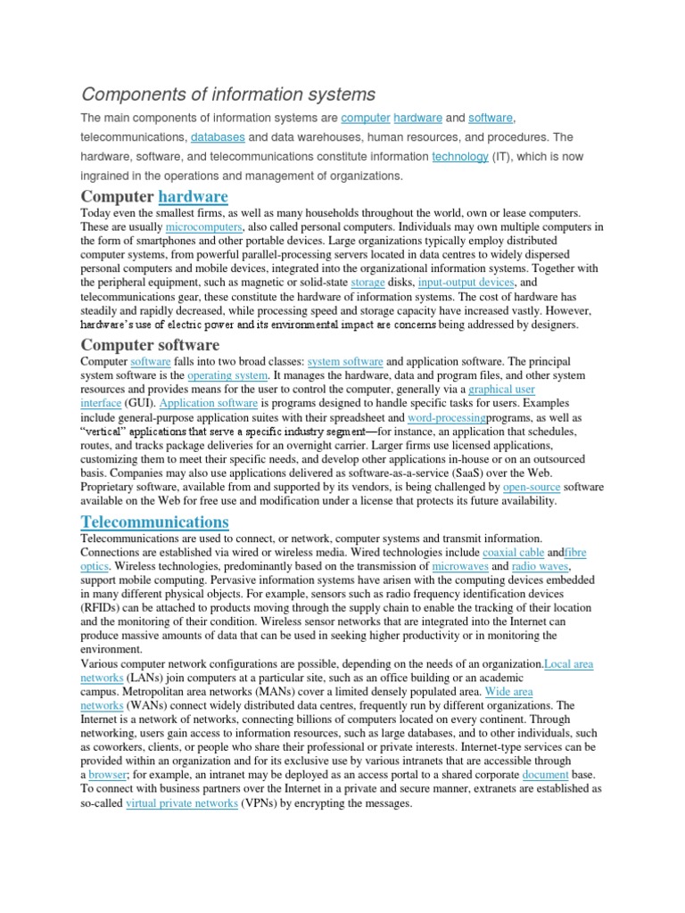 Information Systems Components Guide | PDF | Information System ...