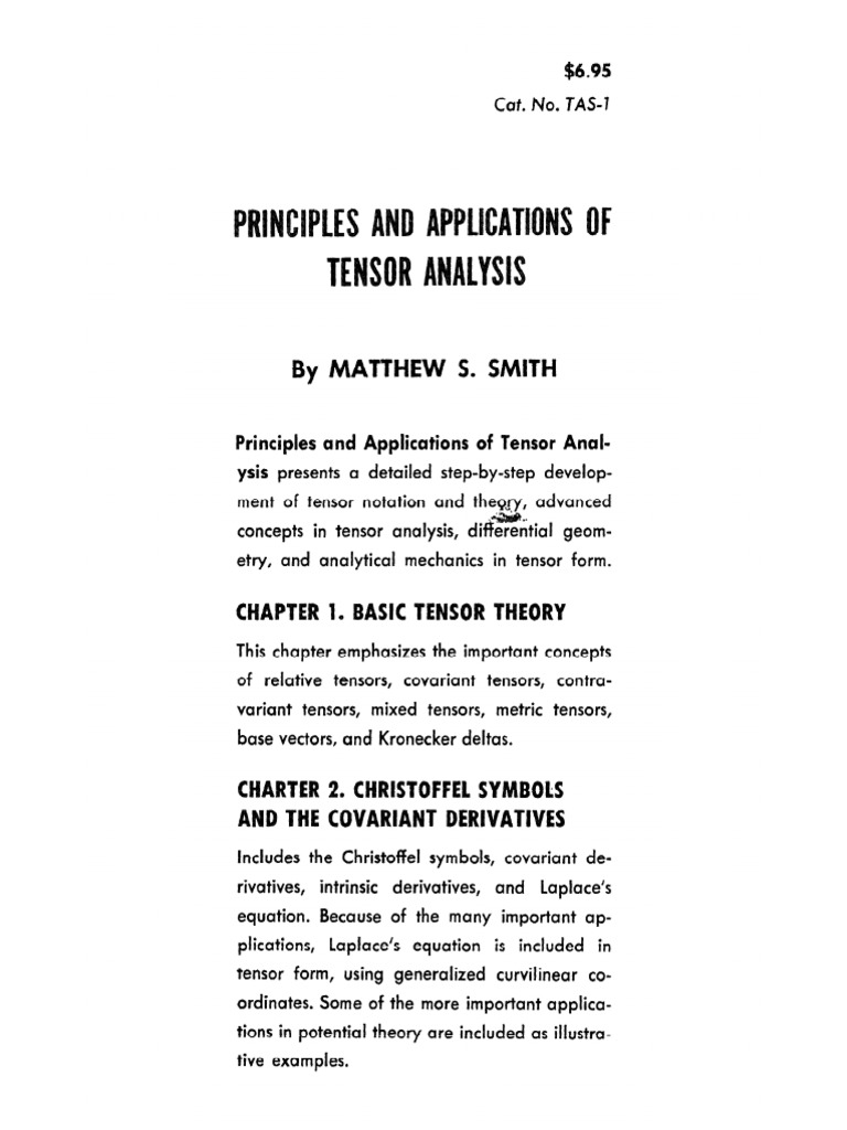 Principles and Applications of Tensor Analysis - M. Smith | PDF