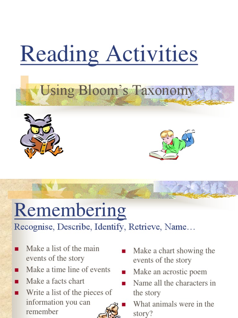 Blooms Reading Activities | PDF | Psychological Concepts | Cognitive ...