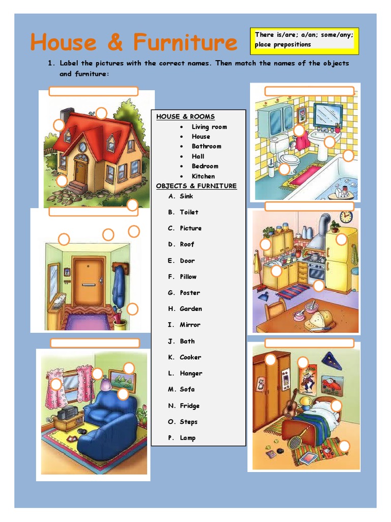 House and Furniture Prepositions of Place There Is There Are | PDF ...