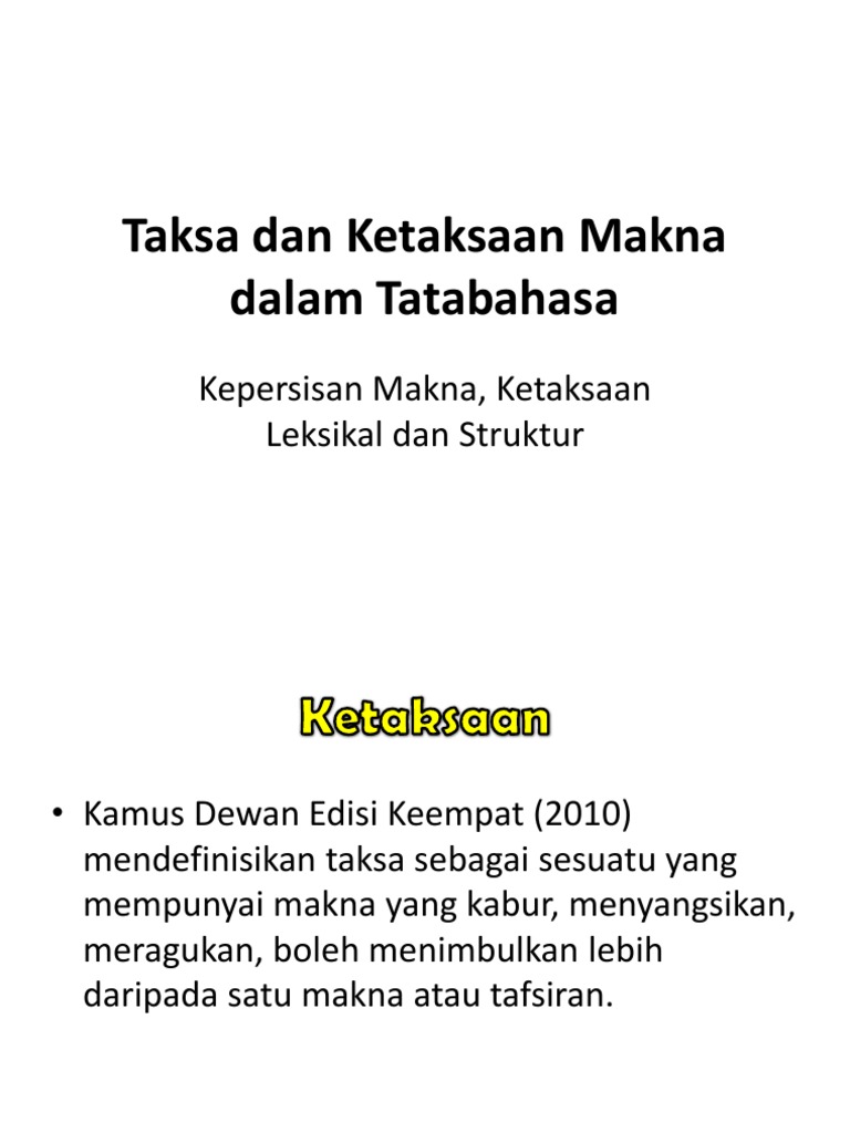 TUT 3 BMM3111 Taksa Dan Ketaksaan Makna Dalam Tatabahasa | PDF