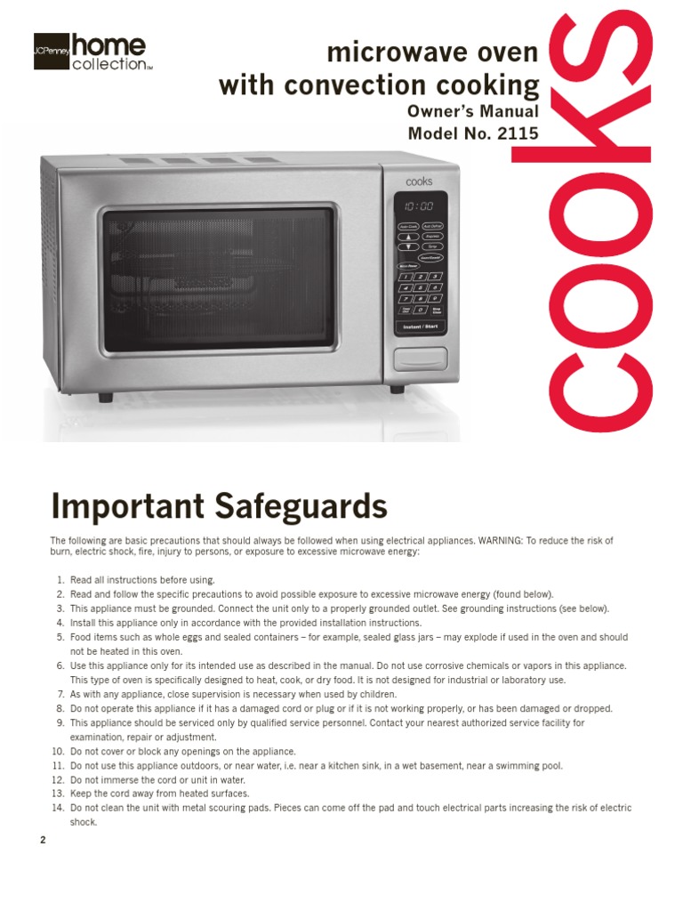 Convection Microwave Oven Manual | PDF | Oven | J. C. Penney