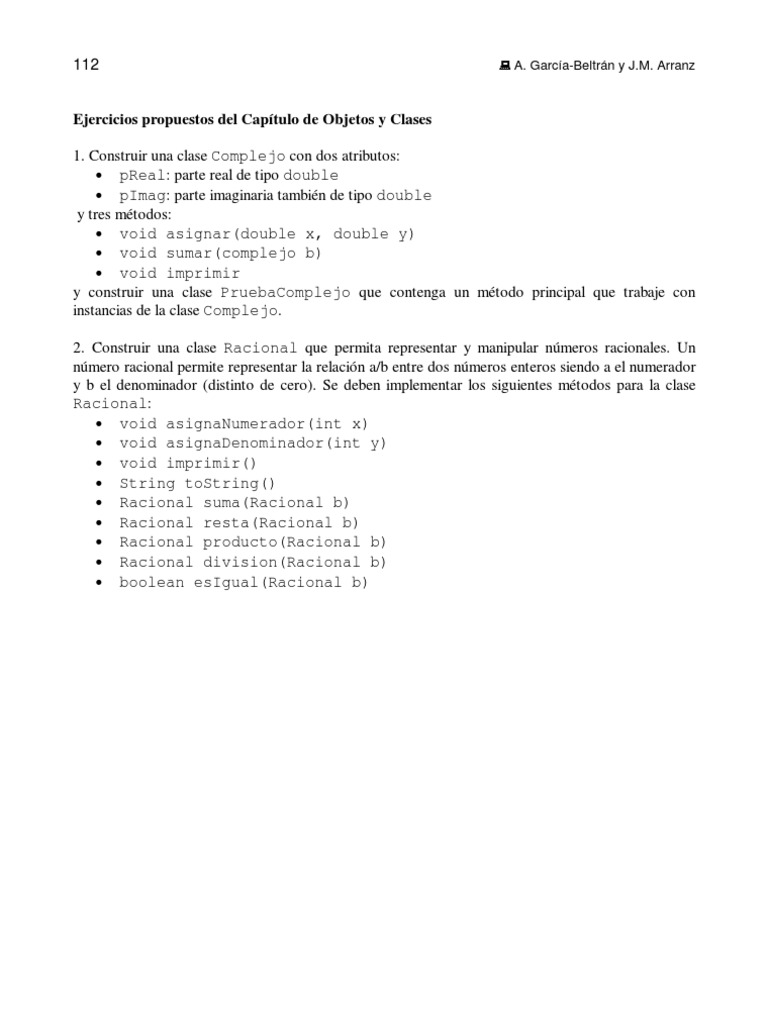 Ejercicios de Clases en Programación Java | PDF | Número racional ...