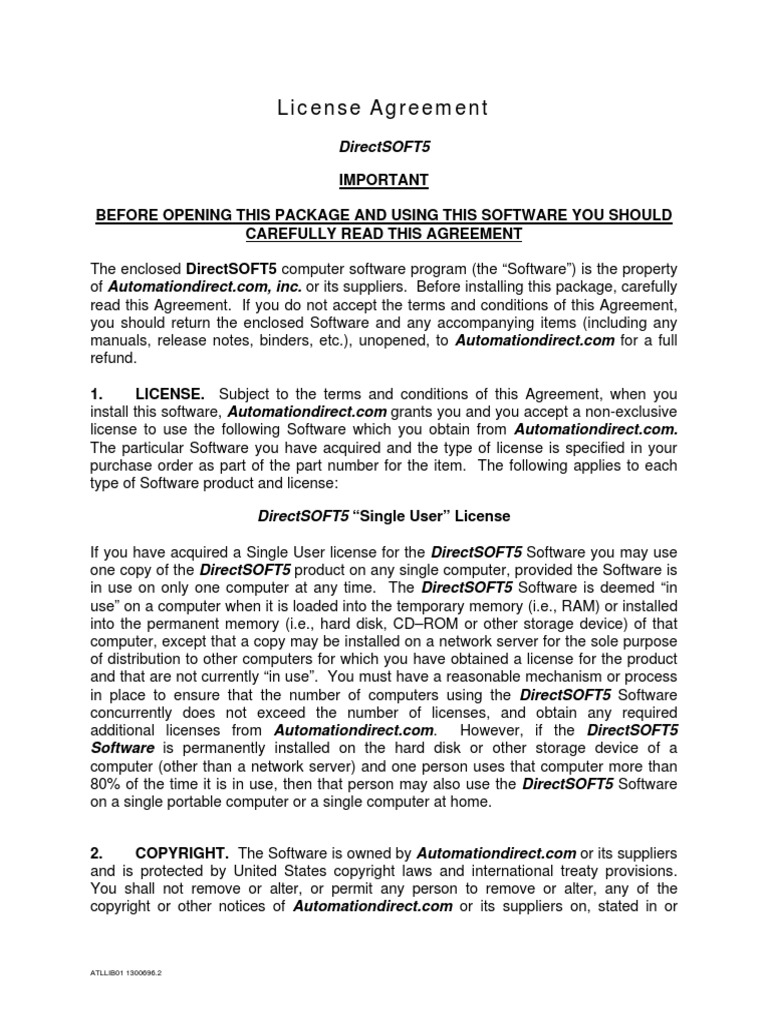 License Agreement: Directsoft5 | PDF | License | Damages